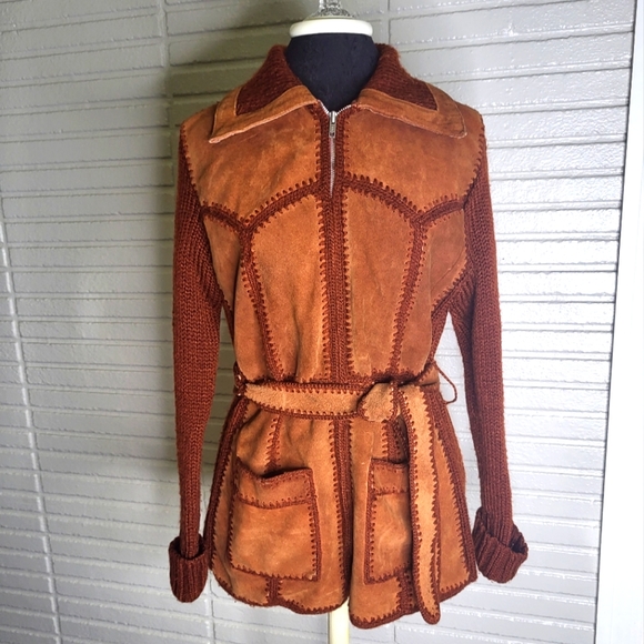 Vintage | Jackets & Coats | Vintage 97s Suede And Knit Patchwork Jacket ...